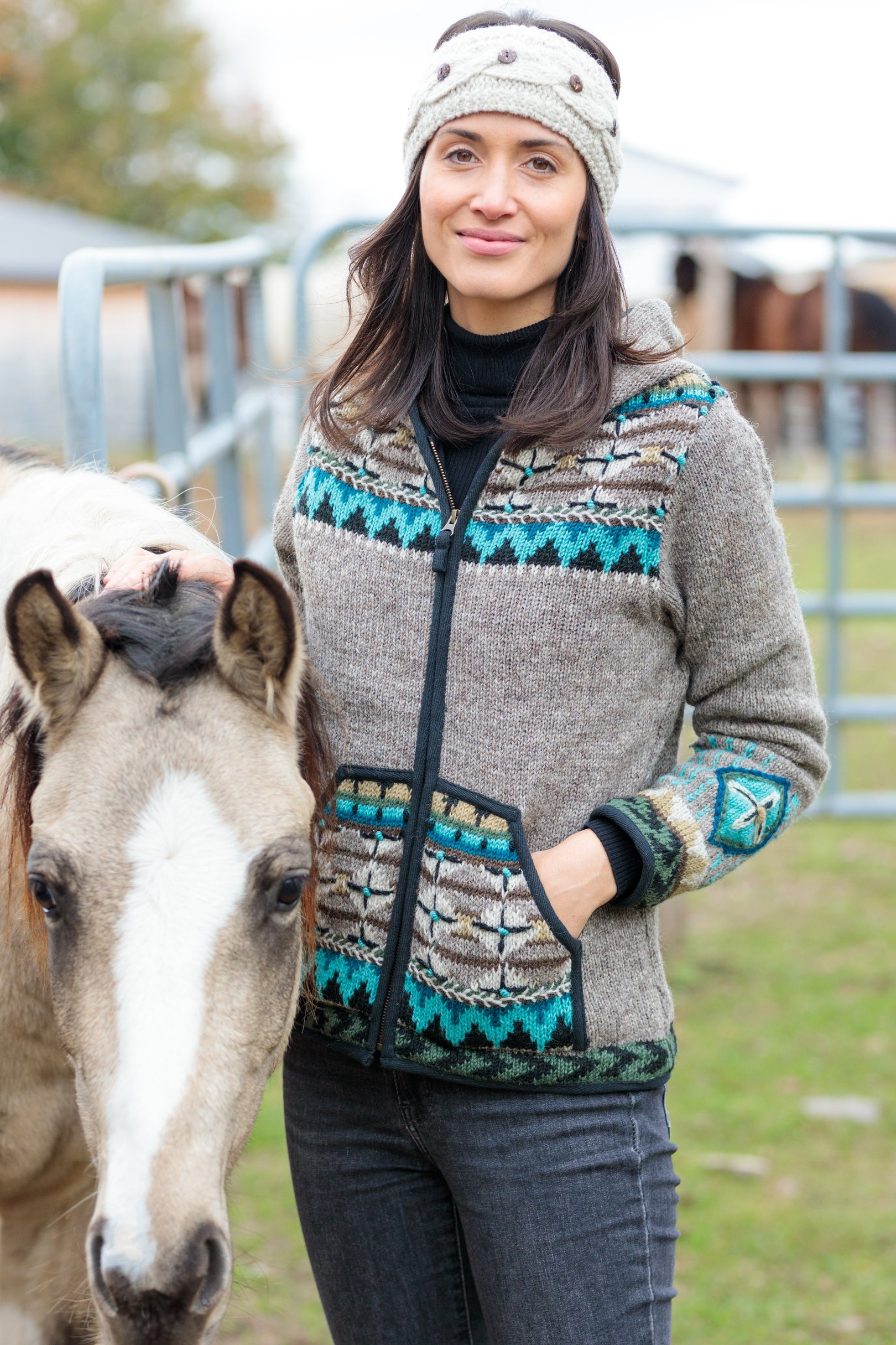 Dakotah Wool Sweater - Western Knit with Hood & Zip – Lost Horizons USA