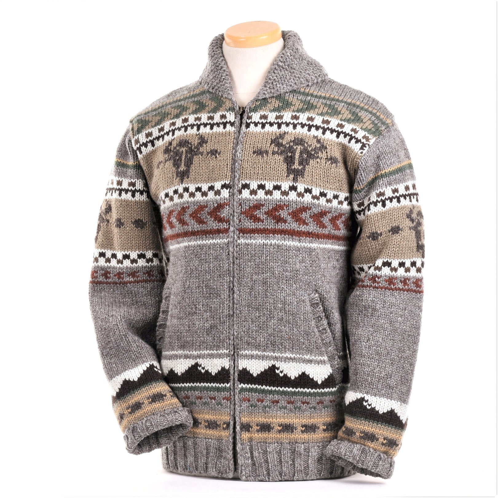 Yellowstone Sweater – Western Style Wool Sweater/Coat with Bison Motif ...