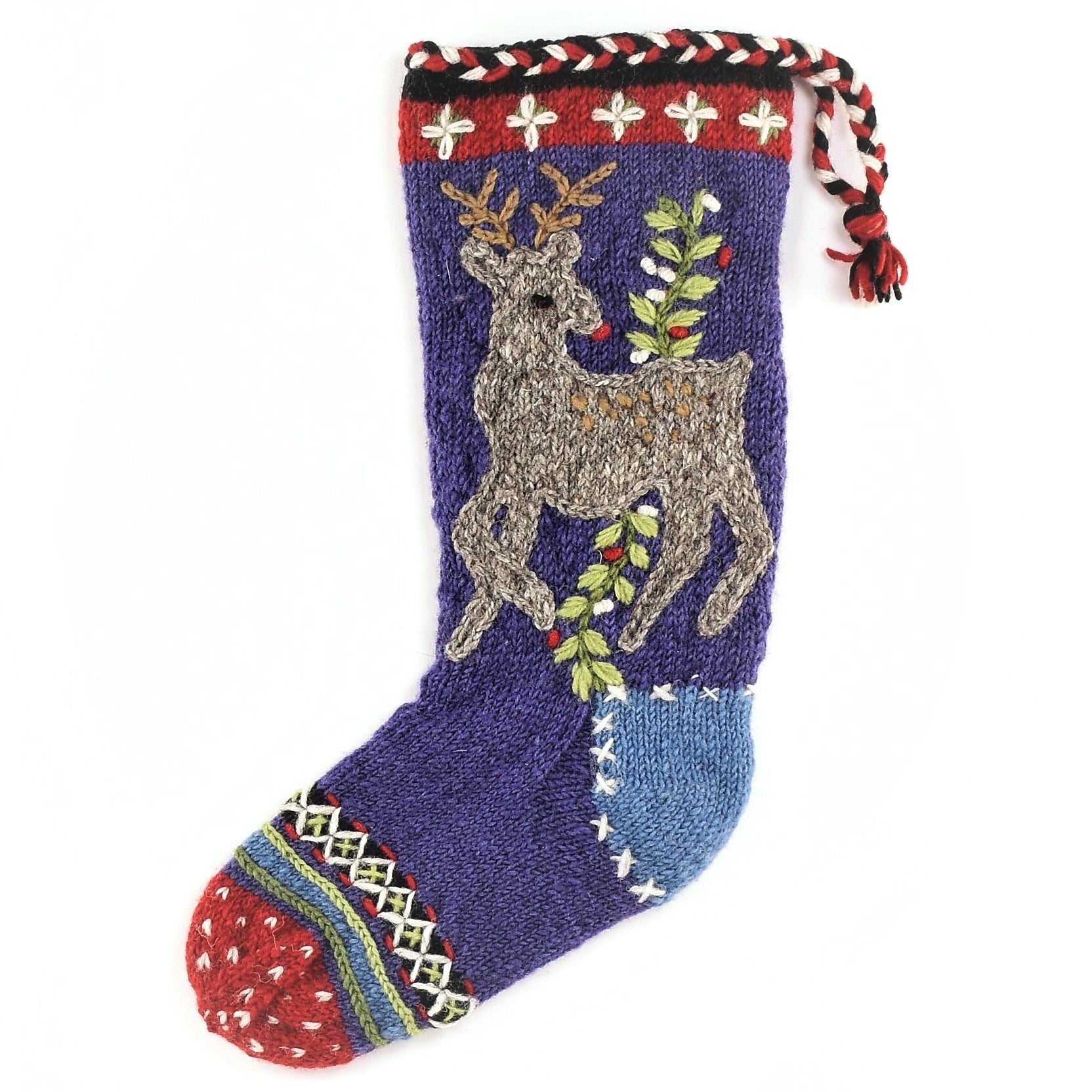 Rudolph Christmas Stocking – Hand-Knitted Wool Holiday Decor – Lost ...