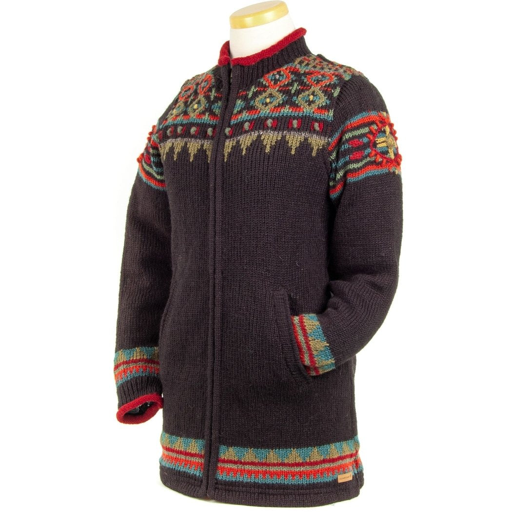 Mika Sweater - Navajo motif wool knit coat – Lost Horizons USA
