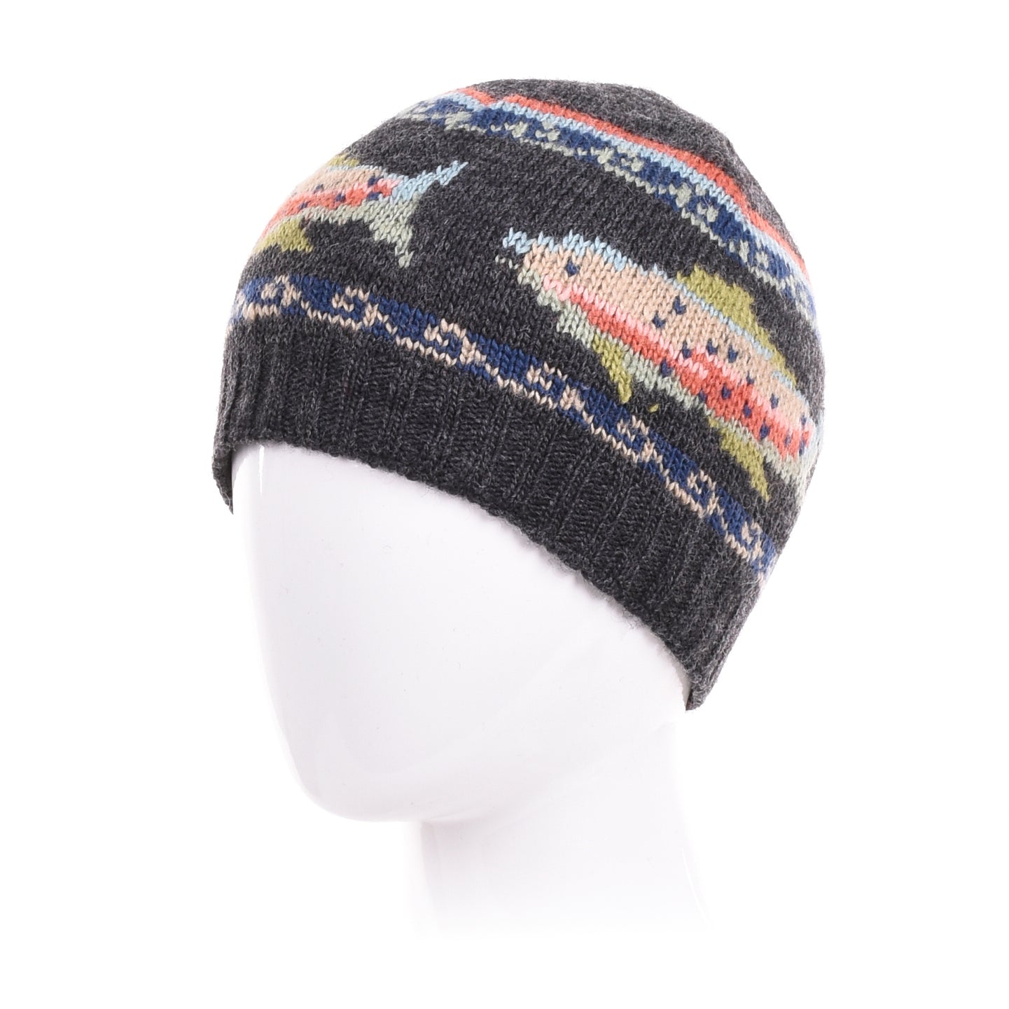 Trout Beanie - wool hat w/ fish pattern – Lost Horizons USA