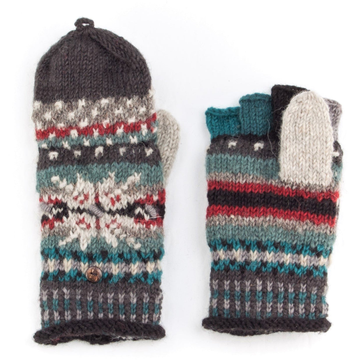 Jasper Finger Mittens - wool gloves w/ snowflakes – Lost Horizons USA