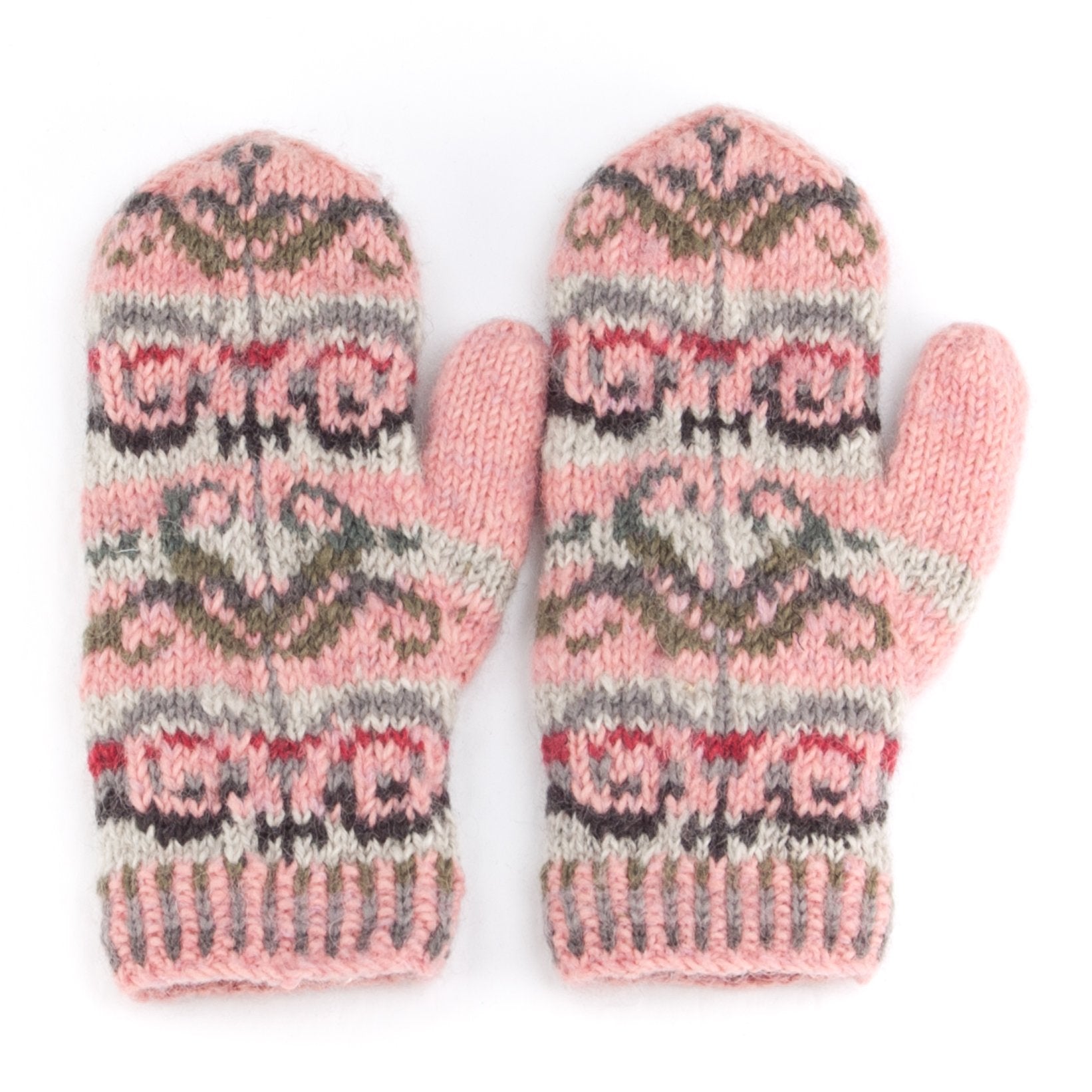 Natalia Mittens – Wool Knit with Scroll Patterns & Fleece Lining – Lost ...